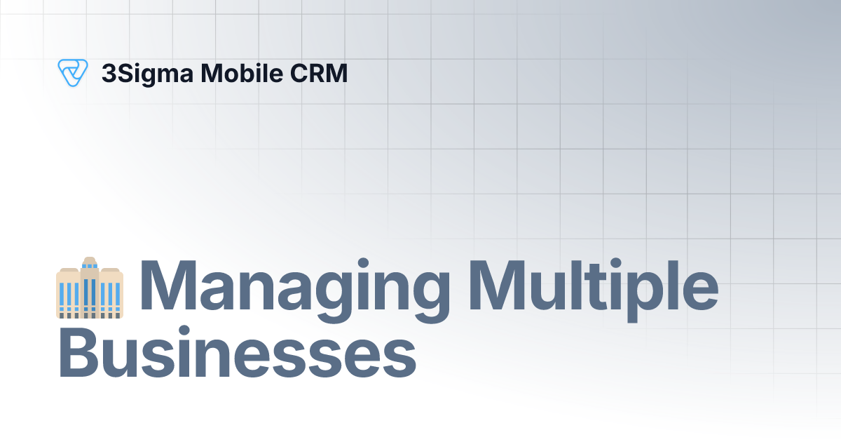 🏢 Managing Multiple Businesses | 3Sigma Mobile CRM